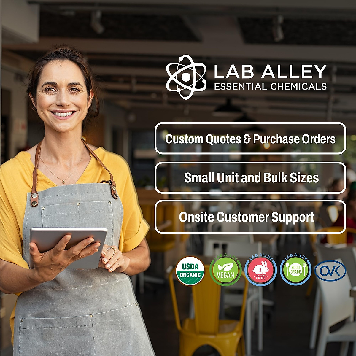 Lab Alley Isopropyl Alcohol 70% USP Grade, Ideal for First Aid and Home Cleaning, Halal - 16 Liters (Pack of 4 x 4 Liter Bottles)