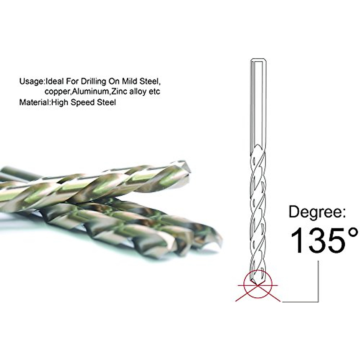 OXTUL 5PCS 5/16" Inch HSS General Purpose Heavy Duty Jobber Length Cobalt Twist Drill Bits,ideal for drilling on mild steel, copper, Aluminum, Zinc alloy etc.