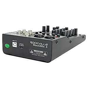 Rockville RockMix 4 Channel Mic/Instrument Pro Recording Mixer+USB Interface/EQ