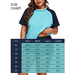Inno Women's Plus Size Rash Guard Swim Shirt Short Sleeves UPF 50+ Swimwear Workout Tops 0X-6X Lake Blue