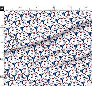 Spoonflower Fabric - Martial Arts Karate Red White Blue Printed on Petal Signature Cotton Fabric by The Yard - Sewing Quilting Apparel Crafts Decor
