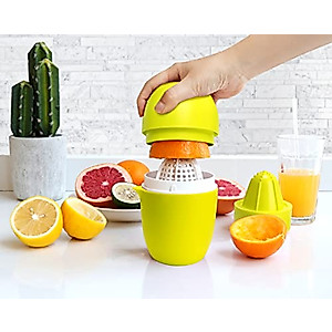 Lechin Hand Juicer - Citrus Juicer with Lemon Shape - Hand Lemon Juicer with Two Press Options for Different Fruits (Yellow)