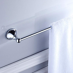 JHSLXD.YSPJ Bathroom Single Shot Towel Rod Household Washing Hands Brass Chrome Towel Rack Hotel Metal Tower Hanger Bathroom Hardware Accessories 60CM,Chrome