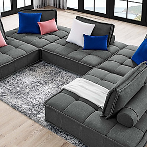 Modway Saunter, 5-Piece Sectional Sofa, Gray