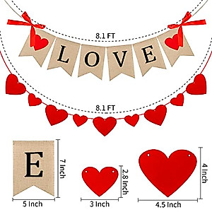CHANACO Valentines Day Decor Valentines Day Garland Valentines Day Decorations for the Home Burlap Valentines Day Banner Felt Heart Garland for Anniversary Wedding Birthday Party Decorations