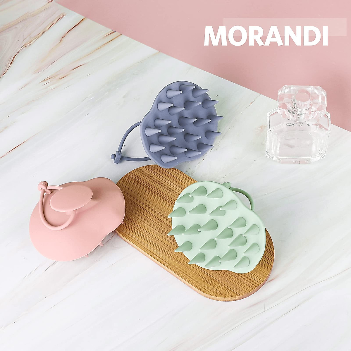 Sndyi Scalp Massager Shampoo Brush, 100% Silicone Hair Scrubber for Washing Hair, Upgraded Scalp Scrubber/Exfoliator for Dandruff, Head Scalp Massager for Hair Growth, Wet Dry Scalp Brush, Pink