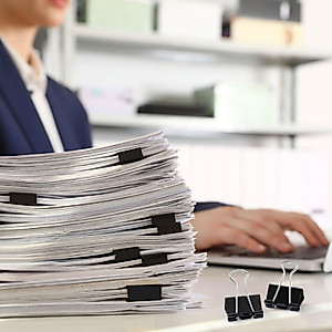 Medium Binder Clips 1.25 Inch Black 36 PCS, Binder Clips 32mm for Teacher School Office and Business