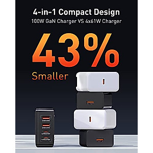 USB C Charger, LDNIO 100W PD Fast GaN Charger with LED Display, 4-Port USB C Charging Station with 2USB-C, 2USB for MacBook Pro/Air, iPad, Laptops, iPhone, Samsung Galaxy, Steam Deck and More