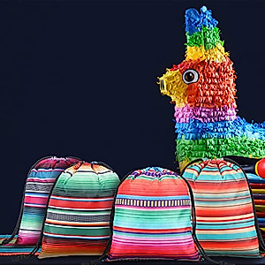 Shappy 20 Pack Mexican Candy Bags Fiesta Gift Bag, 9.8 x 7.8 Inch, Mexican Themed Party Decorations Cloth Gift Bags with Drawstring Cotton Candy Bags for Fiesta Party Favors Candy Gift Decorations