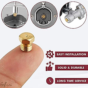10Pcs Brass Jet Nozzle Propane Orifice Kit - Grill Replacement Parts High Pressure Nozzle Griddle Accessories Kit - Propane Burner Replacement Parts LP Gas Hose Nozzle Conversion Kit