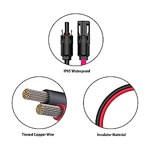JacEnergy Solar Panel to DC 8mm Adapter Cable, Solar Connector to DC8mm ，DC 8mm Connector with DC8020 Converter for Portable Power Station GZ Yeti Jakery Solar Generator 12AWG+14AWG Heavy Duty