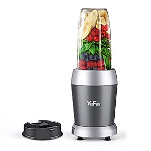YaFex Personal Blender for Shakes and Smoothies, 700W 6-Blade Smoothie Blender for Frozen Fruit and Ice, with 1 28 Oz Travel Bottle, 1 To-Go Lid, BPA Free & Dishwasher Safe (Gray/Silver)