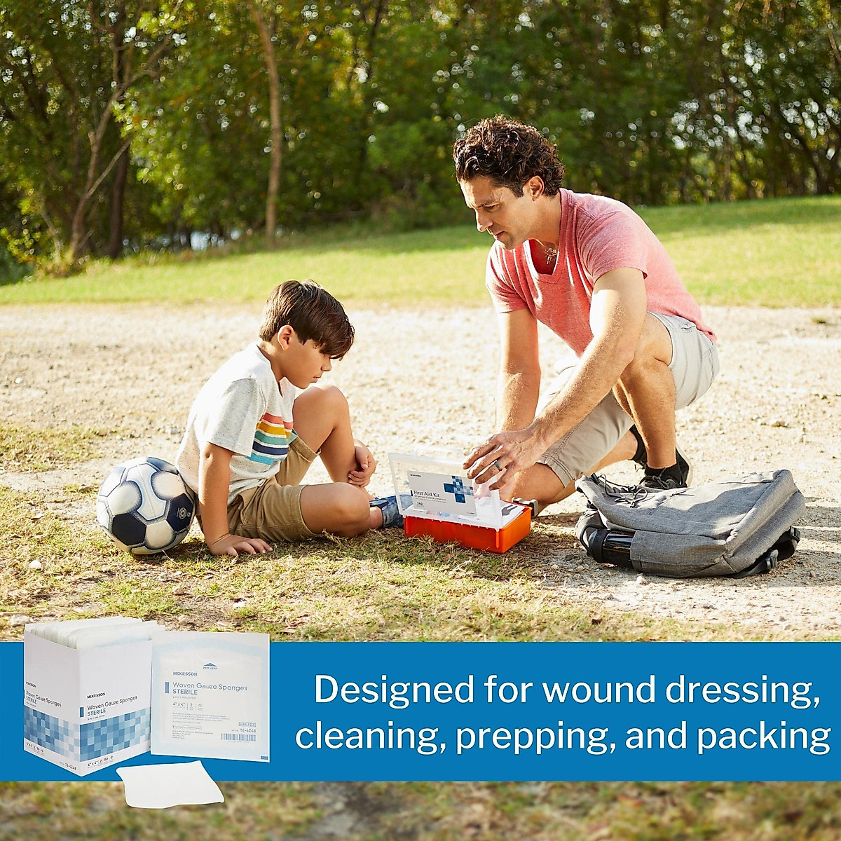 McKesson Woven Gauze Sponges, Sterile, 8-Ply, 100% Cotton, 4 in x 4 in, 2 per Pack, 50 Packs, 100 Total