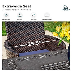 MFSTUDIO Patio PE Rattan Chairs Set of 2, Outdoor Patio Wicker Chairs - Metal Frame, Waterproof Cushions and Removable Covers, 350lbs