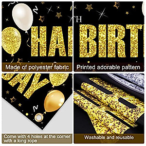 50th Birthday Banner Decorations for Men Women, Black Gold Happy 50 Birthday Yard Banner Sign Party Supplies, Fifty Year Old Birthday Party Decor for Indoor Outdoor