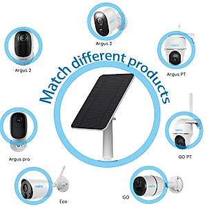 Uncle Squirre 4W Solar Panel Compatible with Reolink Argus 2/Pro/Eco/Go/Go PT/PT/3 pro only, Includes Secure Wall Mount, IP65 Weatherproof,13.1ft Power Cable (3), (sddf42)