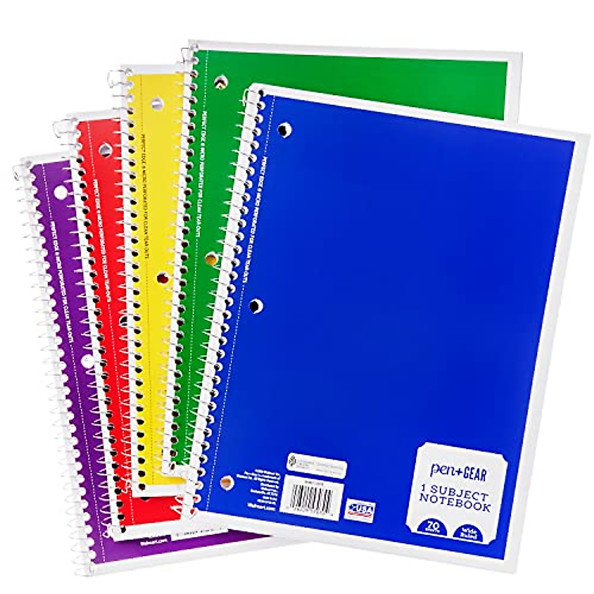 Pen + Gear 1 Subject Notebook- 70 Sheet, Wide Ruled - Pack of 5
