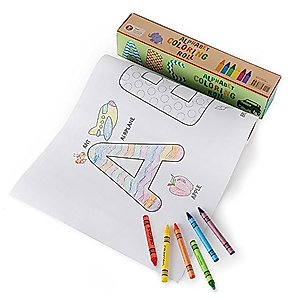 L LIKED Coloring Roll 15 Feet Continuous Self-Sealing Coloring Book Paper, Great for Group Funny Coloring Poster, Ages 3+ (Alphabet A-Z)