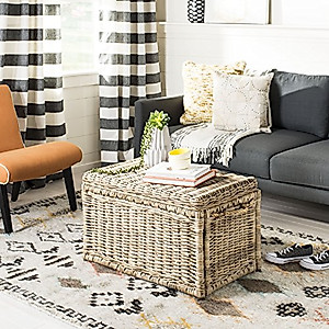 happimess HPM9003B Jacob 30" Wicker Storage Trunk, Collapsible for flat storage, Rattan-Kubusoft Gray, Coastal for Office, Dorm Room-LivingRoom, Bedroom, Dining Room, Natural