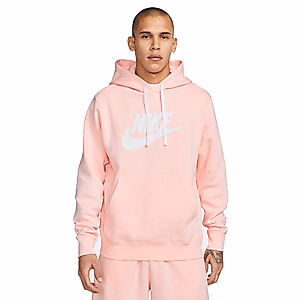 Nike Sportswear Club Fleece Men's Graphic Pullover Hoodie Size- Large Light Pink/White