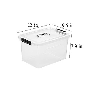 JUJIAJIA Clear Storage Latch Box 16 Quart, Plastic Organizing Box/Bin with Lid and Black Handles, 2-Pack