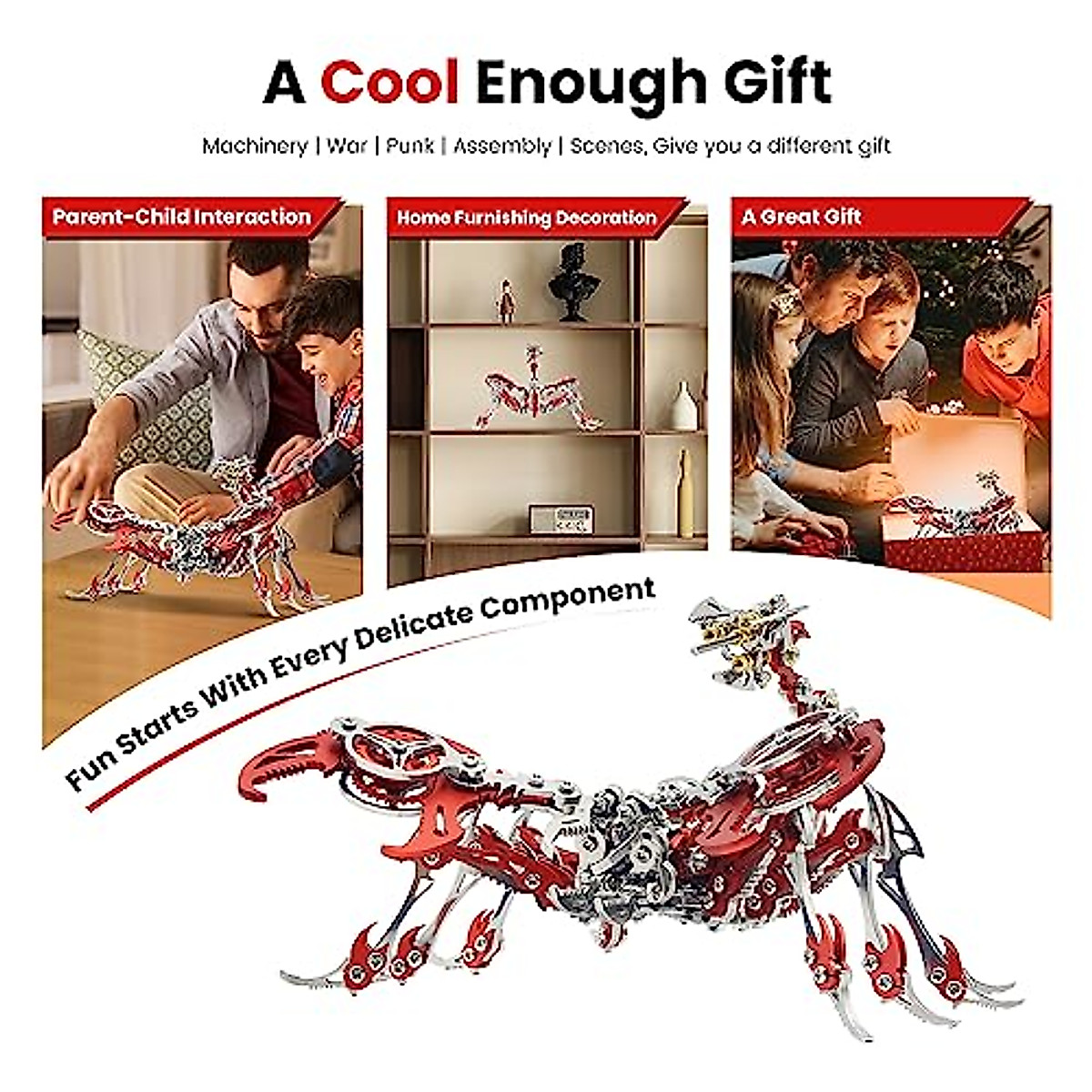 SHDEMY 3D Metal Puzzles Scorpion Model, Stainless Steel DIY Scorpion King Kit, Hand-Assembled Model Decor, Puzzles for Adults/Teenagers