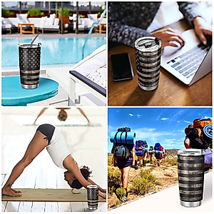 foixnub American Flag 20oz Tumbler Desert Camouflage Insulated Coffee Cup Wine Tumbler Stainless Steel Reusable Water Bottle Double Walled Travel Mug Thermal Cup for Hot Cold Drinks