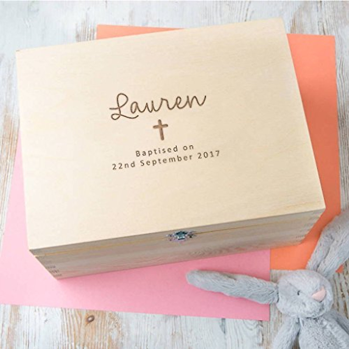 Personalized Baptism Keepsake Box - Baptism Gifts for Baby Girl or Boy - Engraved Wooden Keepsake - Memory Box