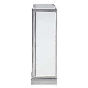 SEI Furniture Trandling Mirrored & Faux Marble Color Changing Electric Fireplace, Antique Silver-White Marble