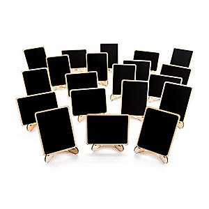 20 Pack Wood Mini Chalkboards Signs with Support Easels, Place Cards, Small Rectangle Chalkboards Blackboard for Weddings, Birthday Parties, Message Board Signs and Event Decorations