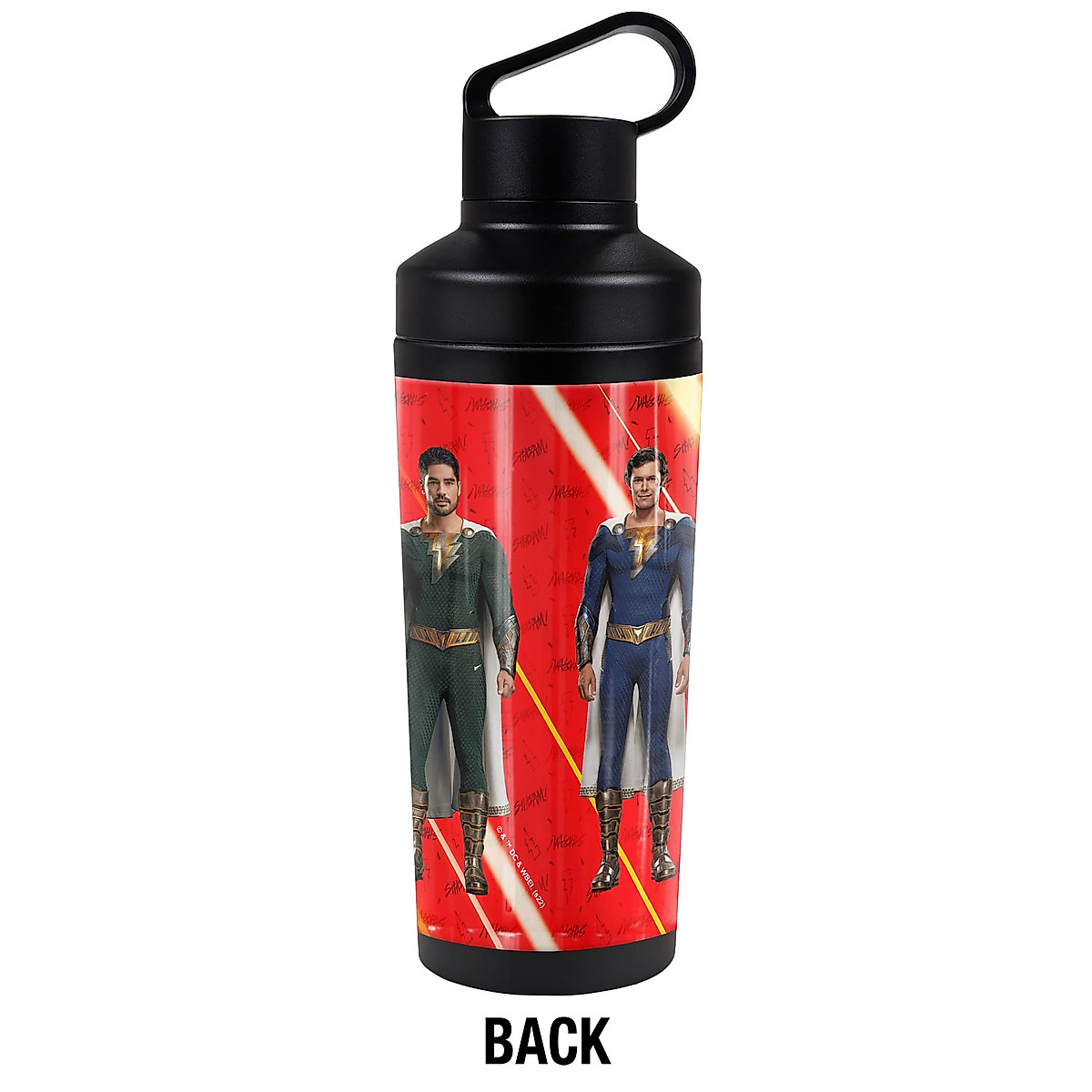 Shazam! Fury of the Gods OFFICIAL Family Group Shot 18 oz Insulated Water Bottle, Leak Resistant, Vacuum Insulated Stainless Steel with 2-in-1 Loop Cap