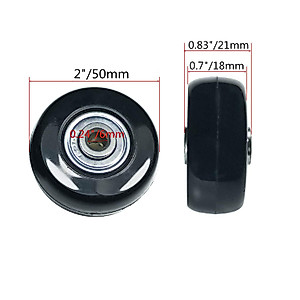 4 Wheels Wear-Resistant Mute Outer Diameter 2 inches Luggage Suitcase Replacement Wheels Rubber Swivel Caster Wheels Repair Kits (2 in x 0.7 in)