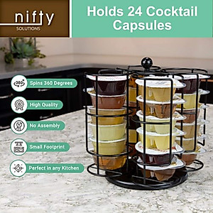 Nifty Solutions Compatible with Bartesian Cocktail Holds up to 24 Capsule Pods, Spins 360-Degrees, Medium (Pack of 1), Black