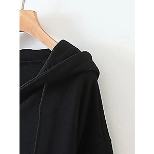 Meladyan Women Oversized Solid Zip Up Hoodie Drawstring Hooded Long Sleeve Fleece Vintage Sweatshirts Jackets Pockets 90s Black
