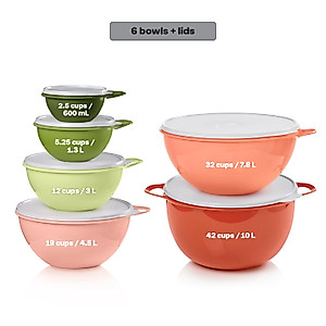 Tupperware Thatsa Bowl Collection 6 Bowl Food Storage Container Set - Dishwasher Safe & BPA Free - (6 Bowls + 6 lids)