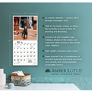 Adventure Dogs 2023 Wall Calendar: Hiking, Camping, and Traveling with Courageous Canines | 12" x 24" Open | Amber Lotus Publishing