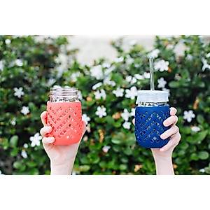 JarJackets Silicone Mason Jar Sleeve - Fits 16oz (1 pint) REGULAR-Mouth Jars | Package of 4 (Multicolor)