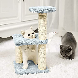 Small Cat Scratching Toy-Small Kitten Toy, Cat Toys for Indoor Cats, Kittens Post and Dangling Ball for Indoor Kittens and Cat Tree Small, Great for Kittens, Made for Kitten and Small Cat 16" Height