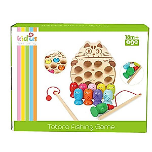 kidus Montessori Magnetic Wooden Fishing Game for Toddlers 1-3 Years Old,Fine Motor Skills Early Learning Eyes Hands Cooperation Toy for Boys & Girls Great Birthday Gift