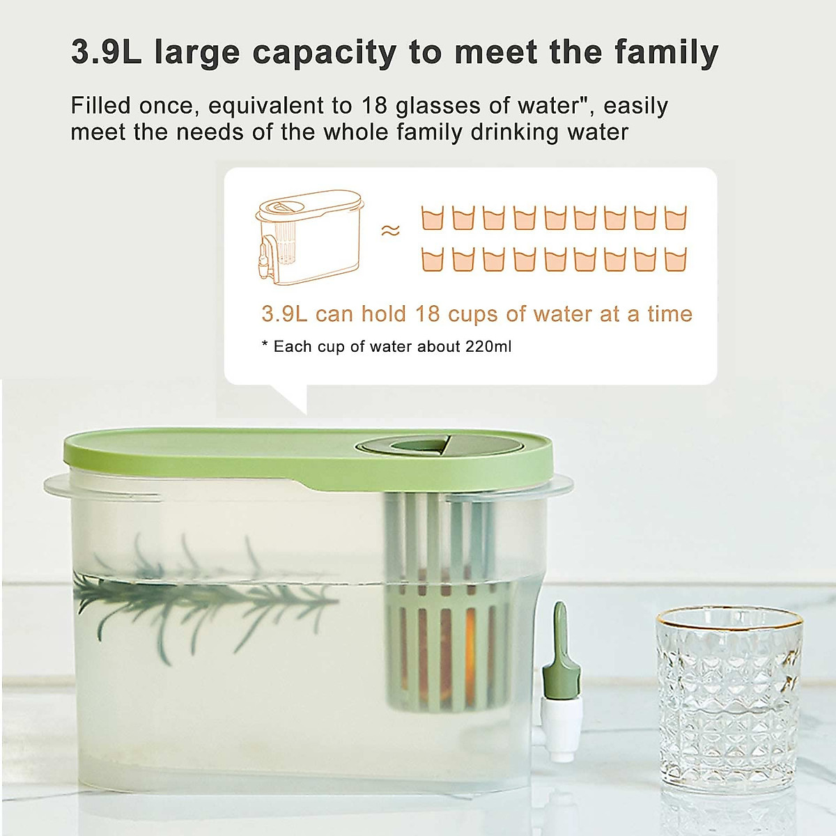 ZWMBYN Iced Drink Dispenser,1Gallon Refrigerator Cold Iced Beverage Dispenser with Spigot,Fruit Teapot Lemonade Milk Bucket Water Dispense for Kitchen Home Party Bar