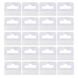 AIEX 200 Pieces Clear Sticky Hanging Tabs, Slot Hole Self Adhesive Hang Tabs, Tag Hook for Sale Items, Store Retail Display (1.8x1.6inch)