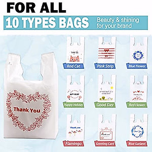 Plastic Shopping Bags, Thank You bags, Reusable and Disposable Grocery Bags, Standard Size Supermarket Bags 11x6x21 100 Pieces (Flower Heart)