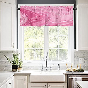 Valances for Windows, Marble Texture Abstract Black and White Gold Glitter Splatter Kitchen Curtains, Bathroom Curtains Window 54"x18" Rods Pocket Short Curtains, Kitchen Small Window Curtains