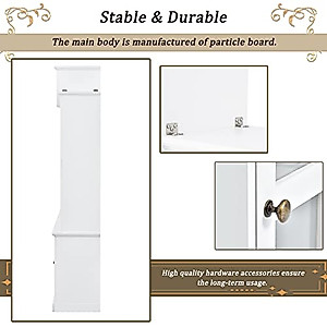 YISUYA Minimalism Style Entertainment Wall Unit with Bridge, TV Stand, Modern TV Console Table for TVs Up to 70”, Multifunctional TV Stand with Tempered Glass Door, Multifunctional TV Stand, White