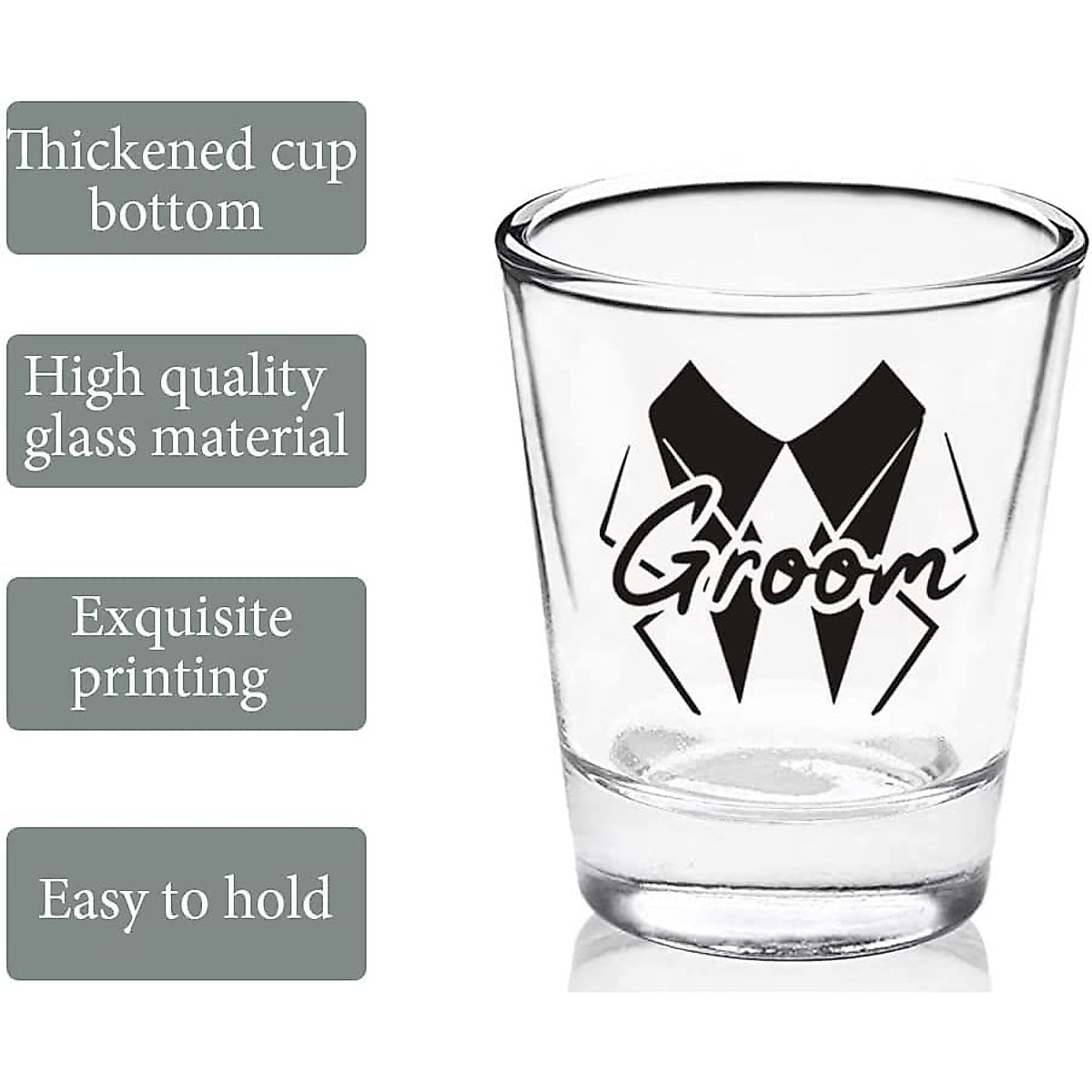LADY & HOME Set of 7 Groomsmen Shot Glasses,Groom and Groomsman Shot Glasses for Bachelor Party Decorations and Favors,Groomsmen Gifts,Wedding Shot Glasses-1.75oz (Squiggle)