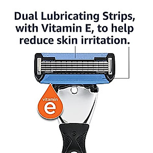 Amazon Basics 5-Blade Razor Refills for Men with Dual Lubrication and Precision Beard Trimmer, 12 Cartridges (Fits Amazon Basics Razor Handles only) (Previously Solimo)