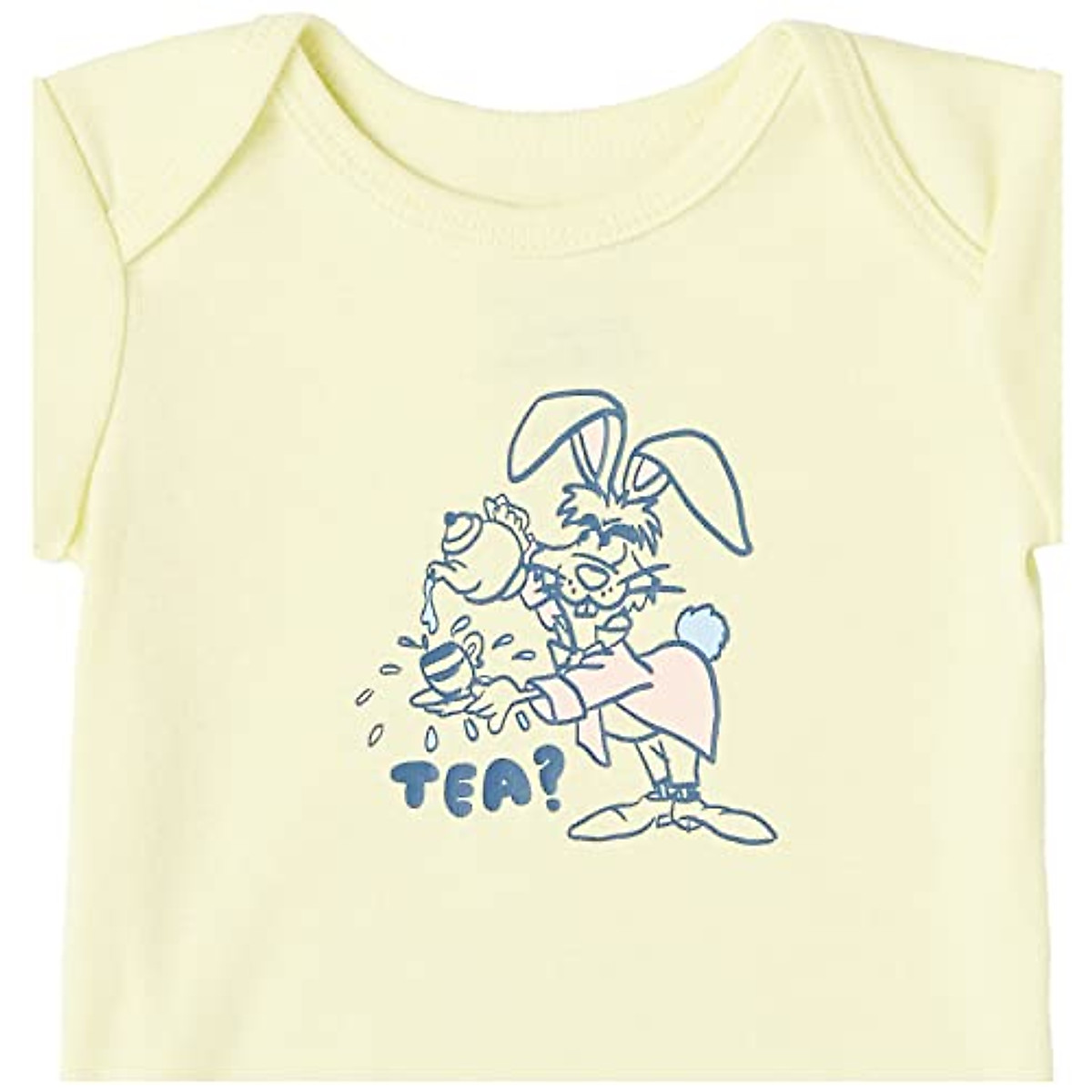 Amazon Essentials Disney | Marvel | Star Wars | Princess Baby Girls' Short-Sleeve Bodysuits, Pack of 6, 6-Pack Alice Tea Party, 0-3 Months