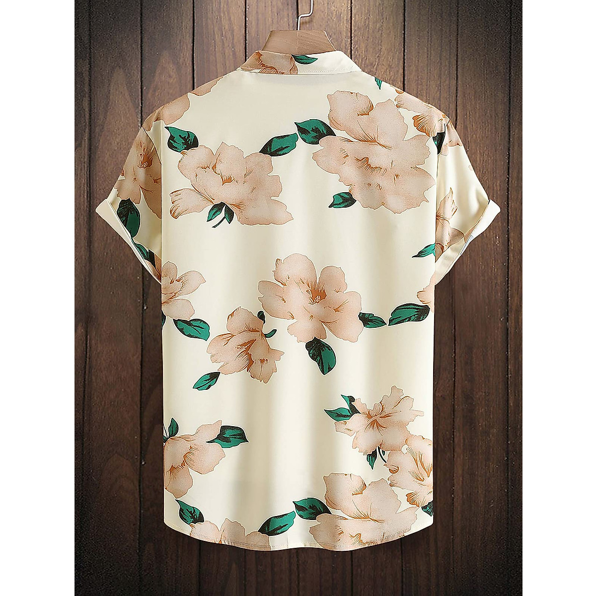 ZAFUL Men's Hawaiian Shirt - Short Sleeve Floral Pattern Button Down Shirt for Summer Beach Vacation (Light Coffee, XXL)