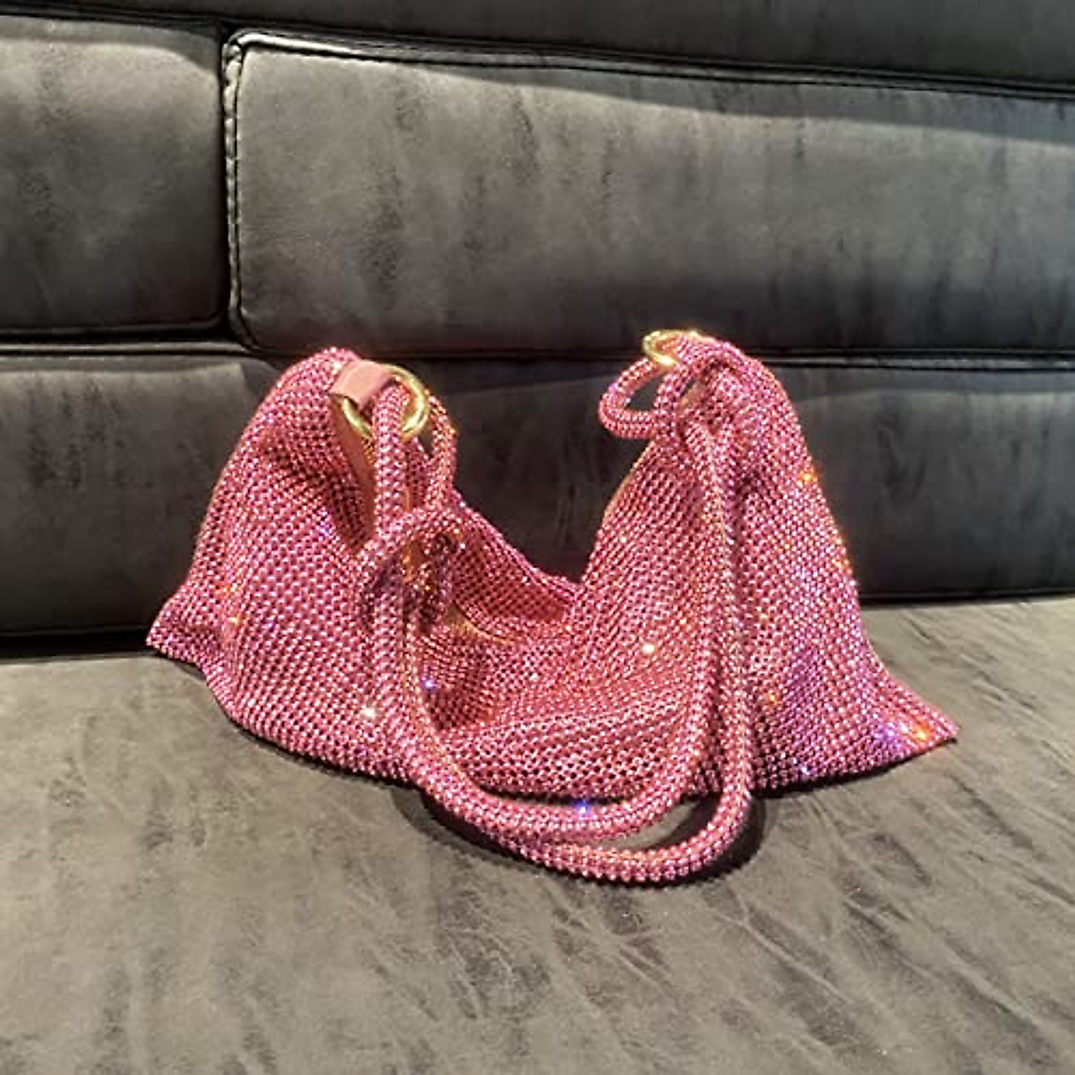 Rhinestone Hobo Bags for Womens Chic Sparkly Crystal Evening Handbag Shiny Purse Shoulder Bags for Travel Party Proms Gifts