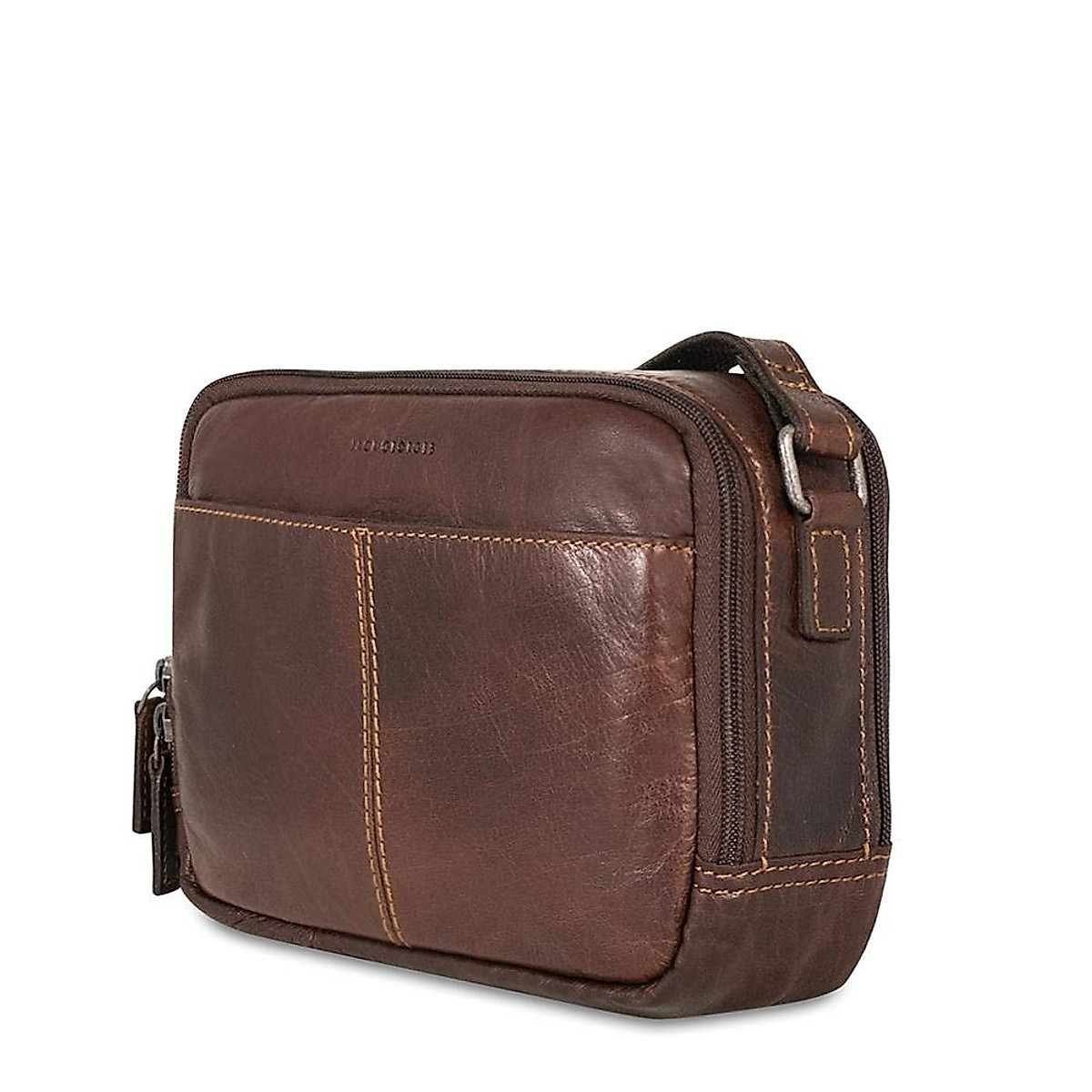 Voyager Double Zippered Crossbody Bag #7195 (Brown)